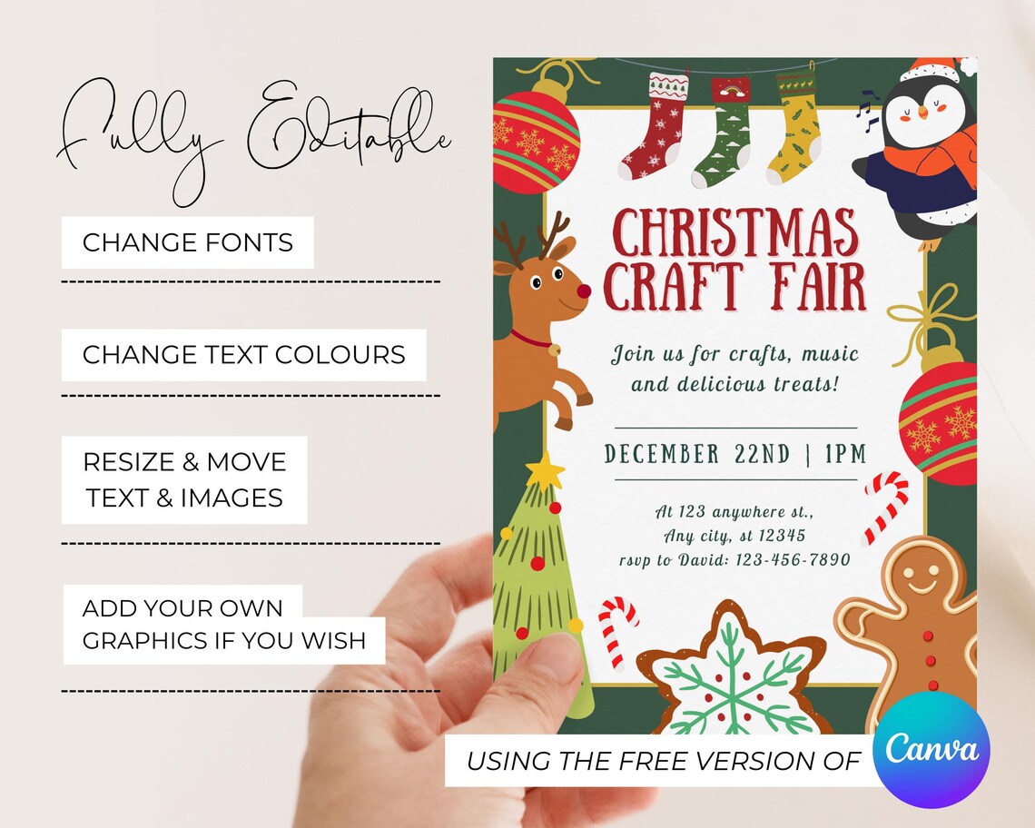 Christmas Crafts Fair Invitation Template, Christmas Market Leaflet ...