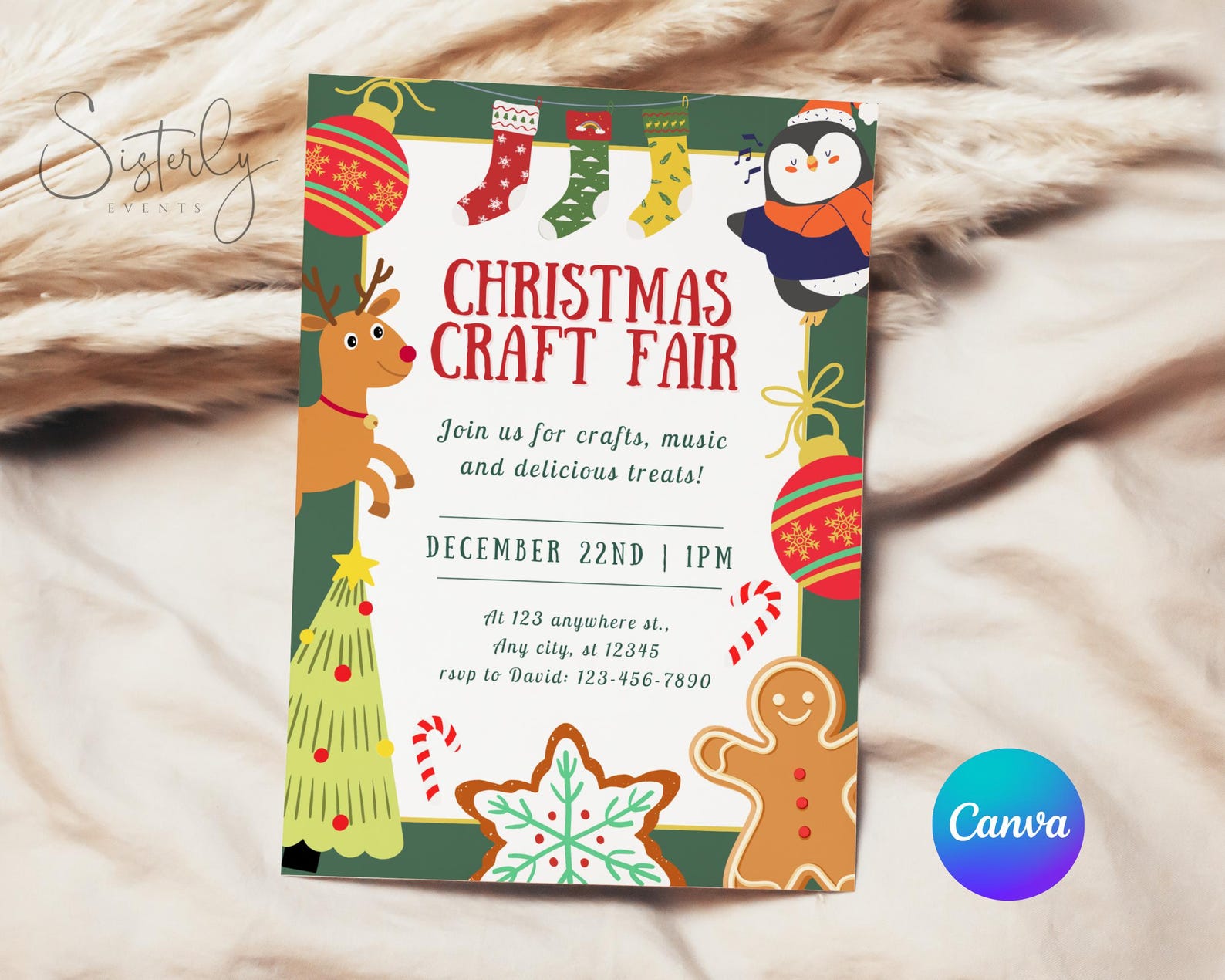 Christmas Crafts Fair Invitation Template, Christmas Market Leaflet ...