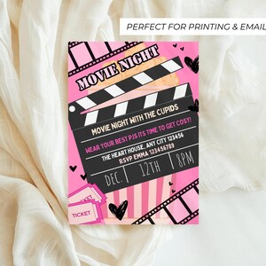 Girls Movie Night Invitation Template,film Night, Movie Party, Girls ...