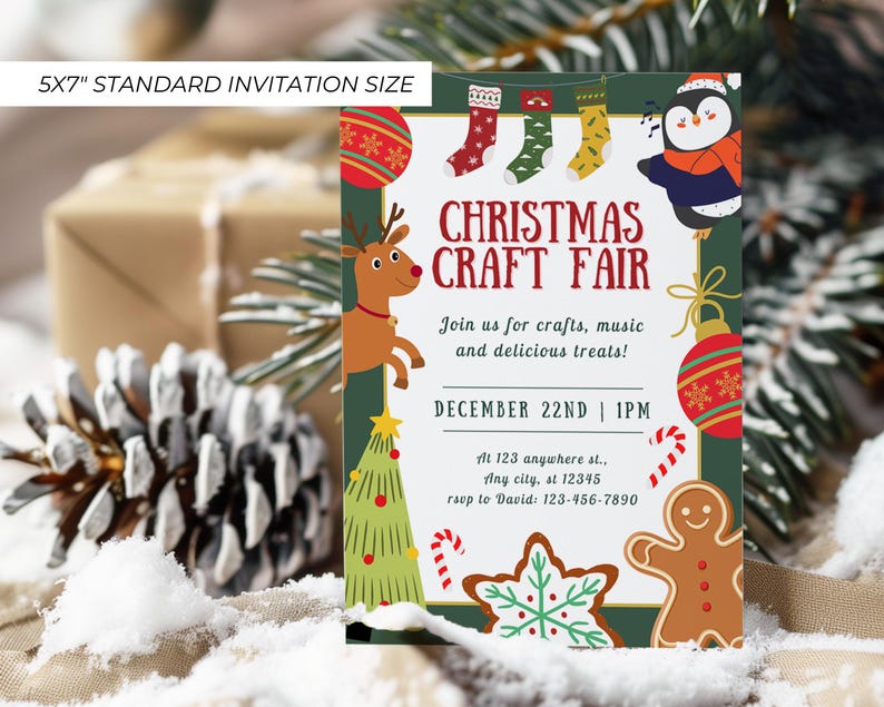 Christmas Crafts Fair Invitation Template, Christmas Market Leaflet ...