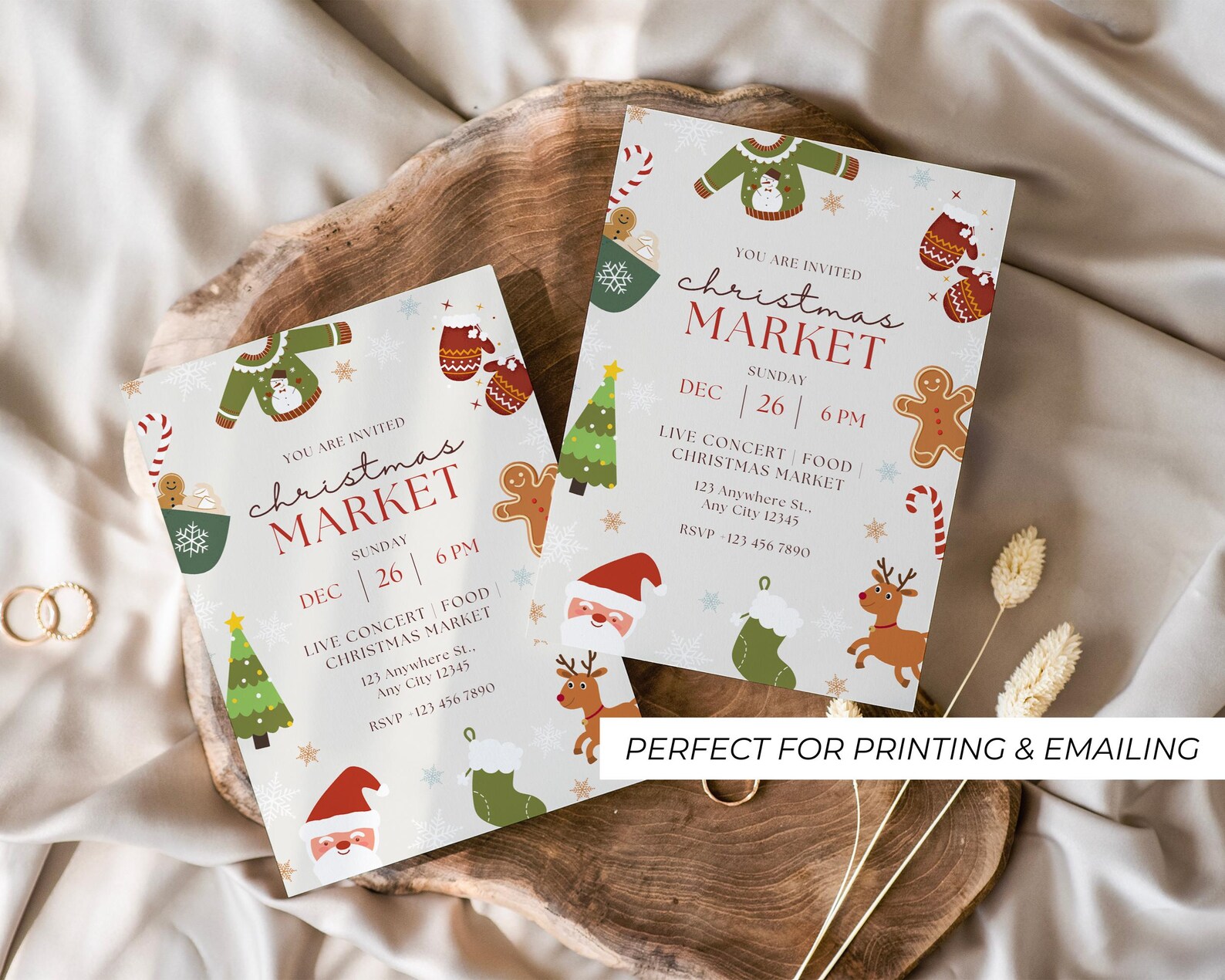 Editable Christmas Market Invitation Template, Christmas Fair Leaflet ...