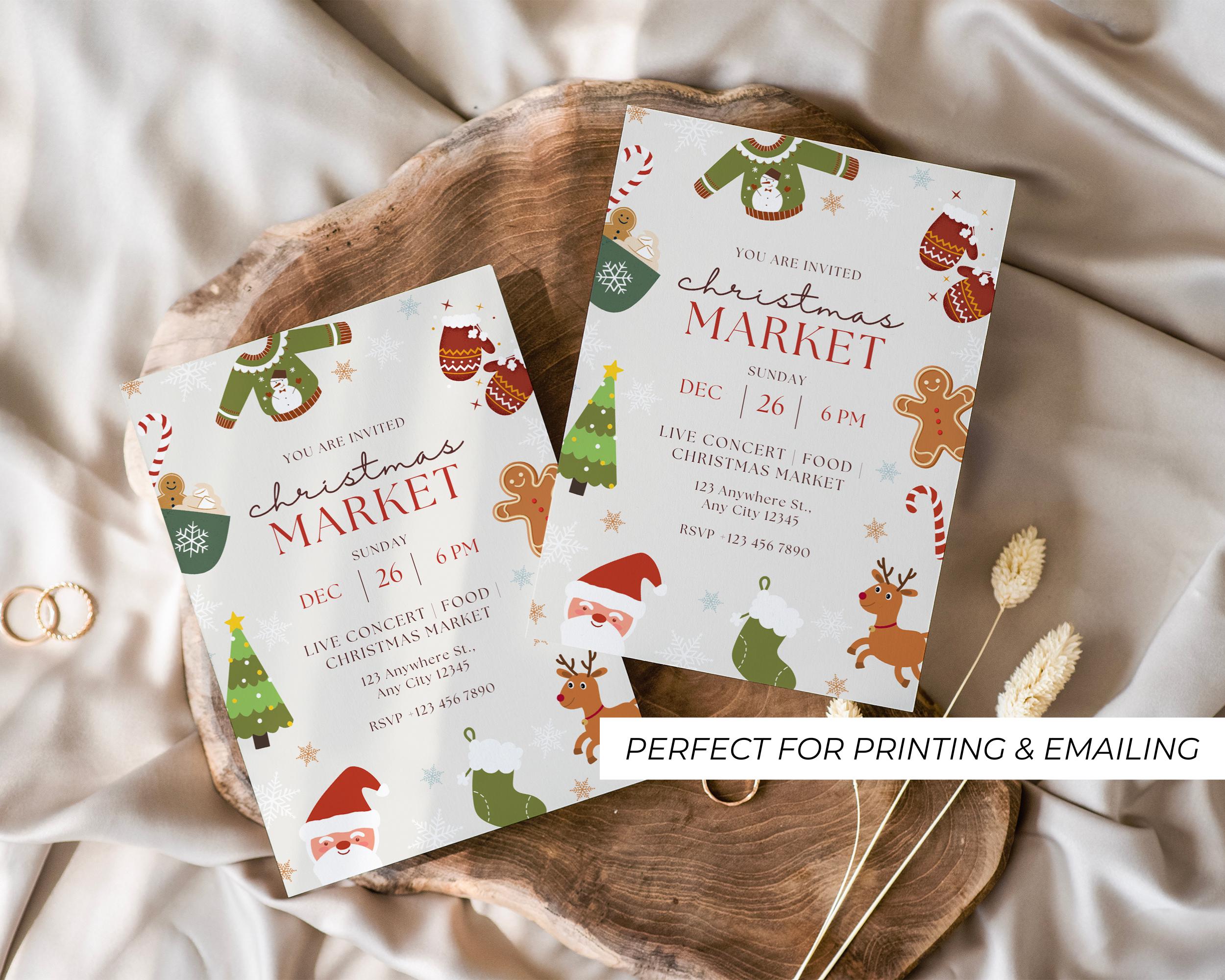 Editable Christmas Market Invitation Template, Christmas Fair Leaflet ...