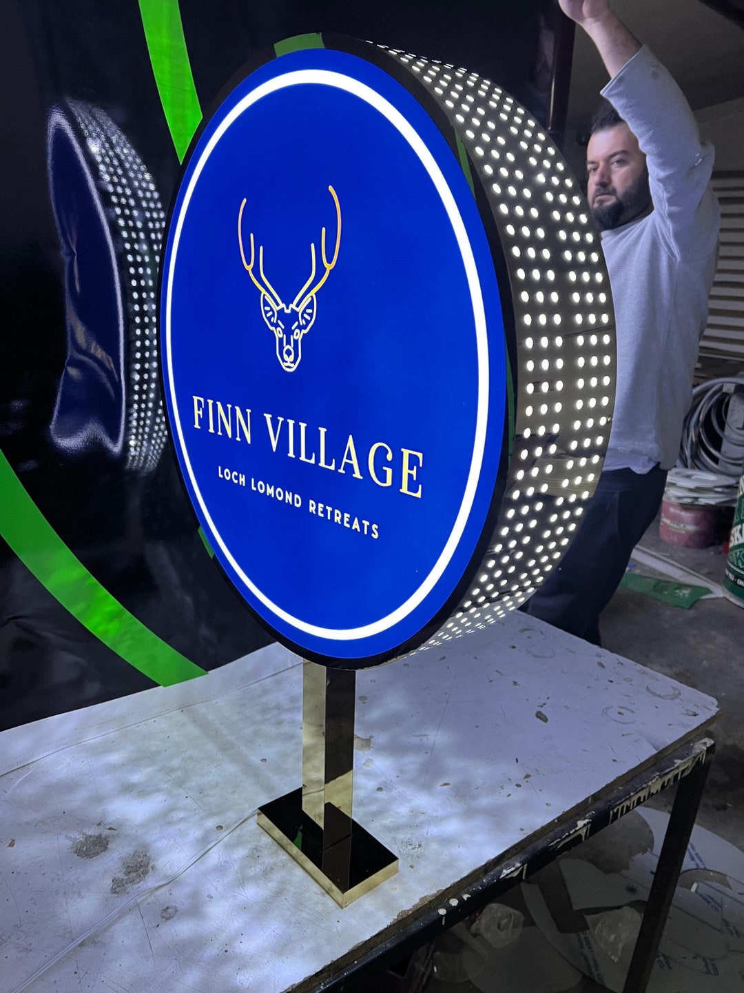 Custom Double-sided LED Lightbox Sign Circular Outdoor & Storefront ...