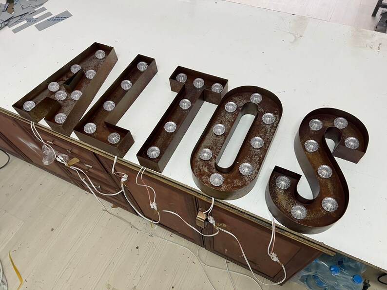 Custom Rustic Metal Marquee Letters Sign Distressed Rust Color, Vintage ...