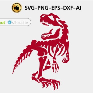 Dinosaurier SVG T-rex SVG Skelett Dino Tyrannosaur - Dinosaurier Plotterdatei Für Silhouette ...