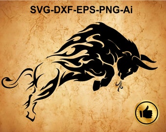 Flaming Bull SVG, Bull Svg, Ox Svg, Cattle Svg, Bull Clipart, Bull ...