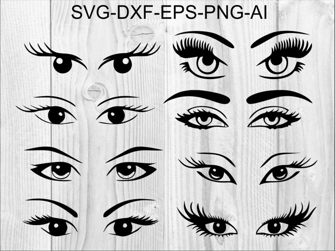 Eyelashes SVG 6 Eyelashes and Brows Svg Makeup SVG Eyebrow - Etsy