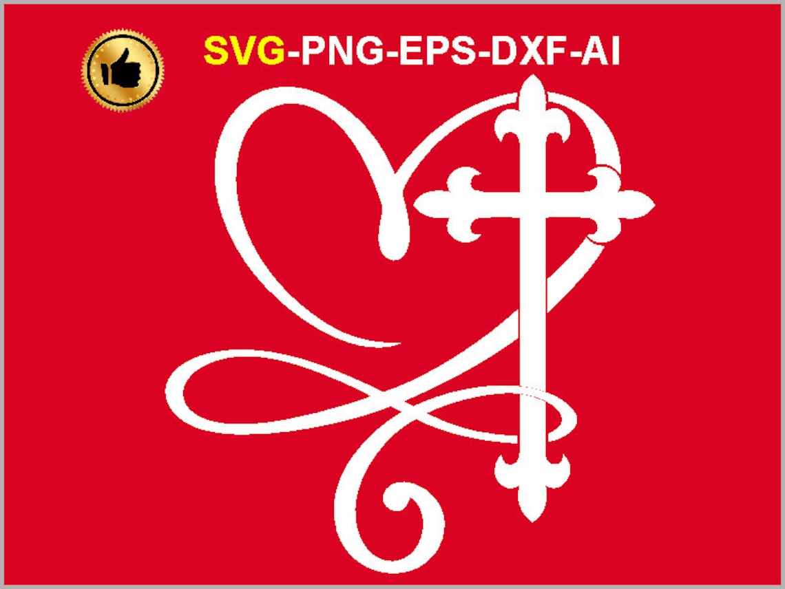 Heartcross Svg 2 JESUS HEART CROSS Svg Instant Download Cross - Etsy
