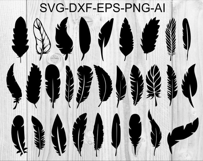 Feather SVG Bundle, Birds Feather Svg, Feather Silhouette for Cricut ...