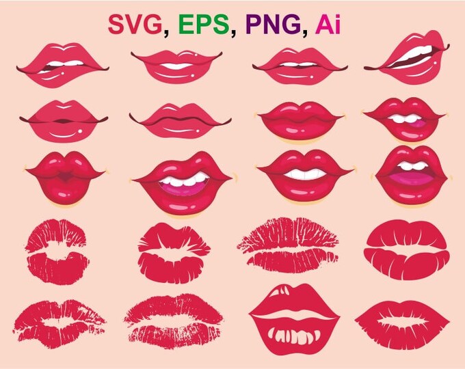 Lips SVG. Lips Png. Lips Clipart. Lips Cut File. Lips Cutting Set. Lips ...