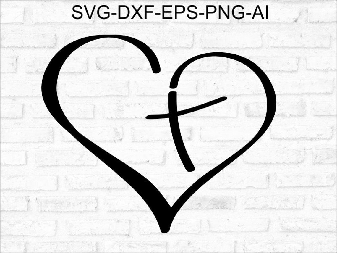 Heartcross Svg JESUS HEART CROSS Svg Instant Download Cross - Etsy