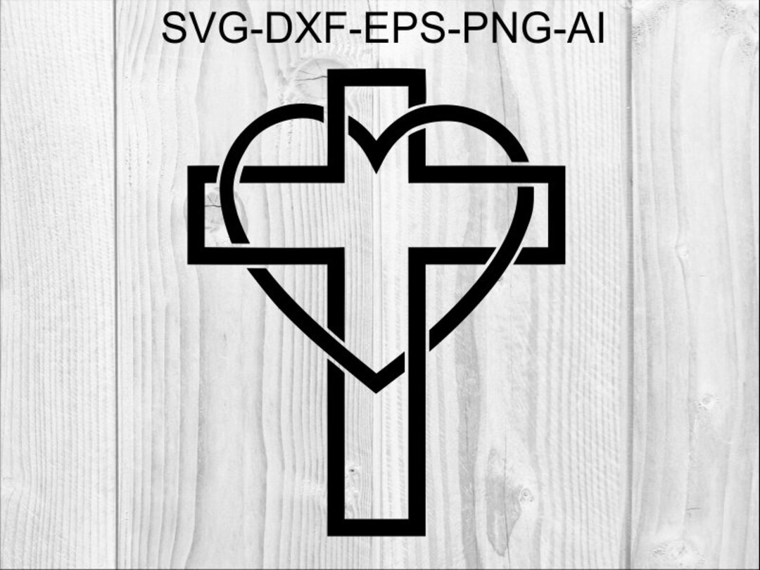 Heartcross Svg #4 JESUS HEART CROSS Svg Instant Download Cross Svg ...