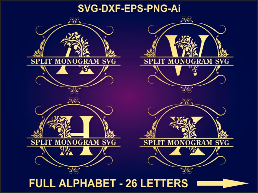 Split Monogram Svg #3, Monogram Svg, Split Letter Svg, Split Monogram ...