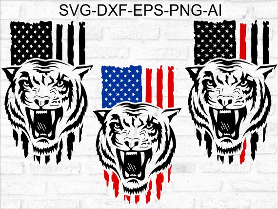 Tiger Flag Svg Distressed American Flag Tiger Silhouette Flag - Etsy