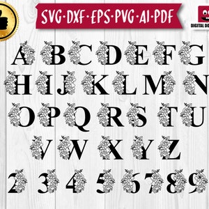 Flower Font SVG Flower Alphabet Svg Floral Font Svg Floral Letters A-Z ...