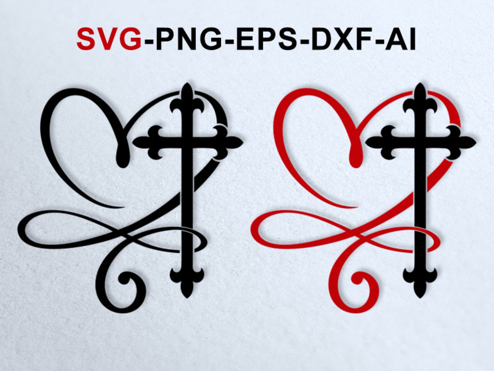 Heartcross Svg 2 JESUS HEART CROSS Svg Instant Download Cross - Etsy