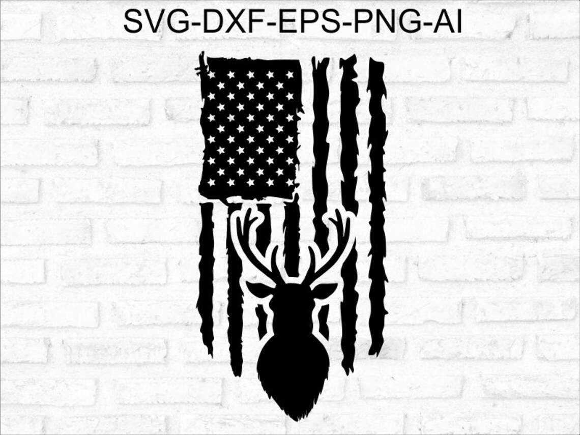 Deer Flag Svg Distressed American Flag Deer Silhouette Flag - Etsy