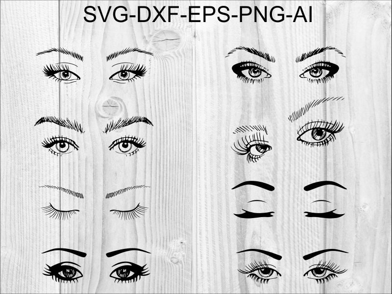 Eyelashes SVG 2 Eyelashes and Brows Svg Makeup SVG Eyebrow - Etsy