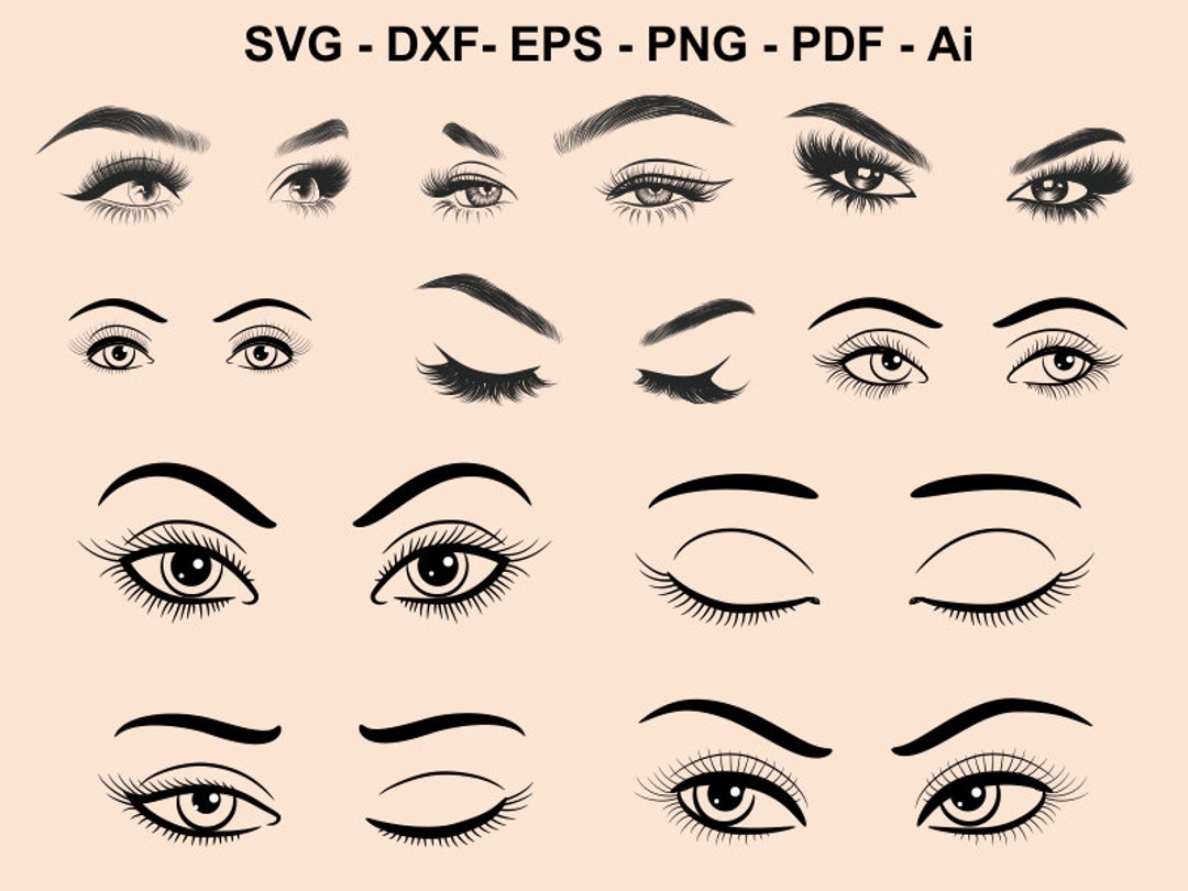 Eyelashes SVG, Eyelashes and Brows Svg, Makeup SVG, Eyebrow Silhouette ...