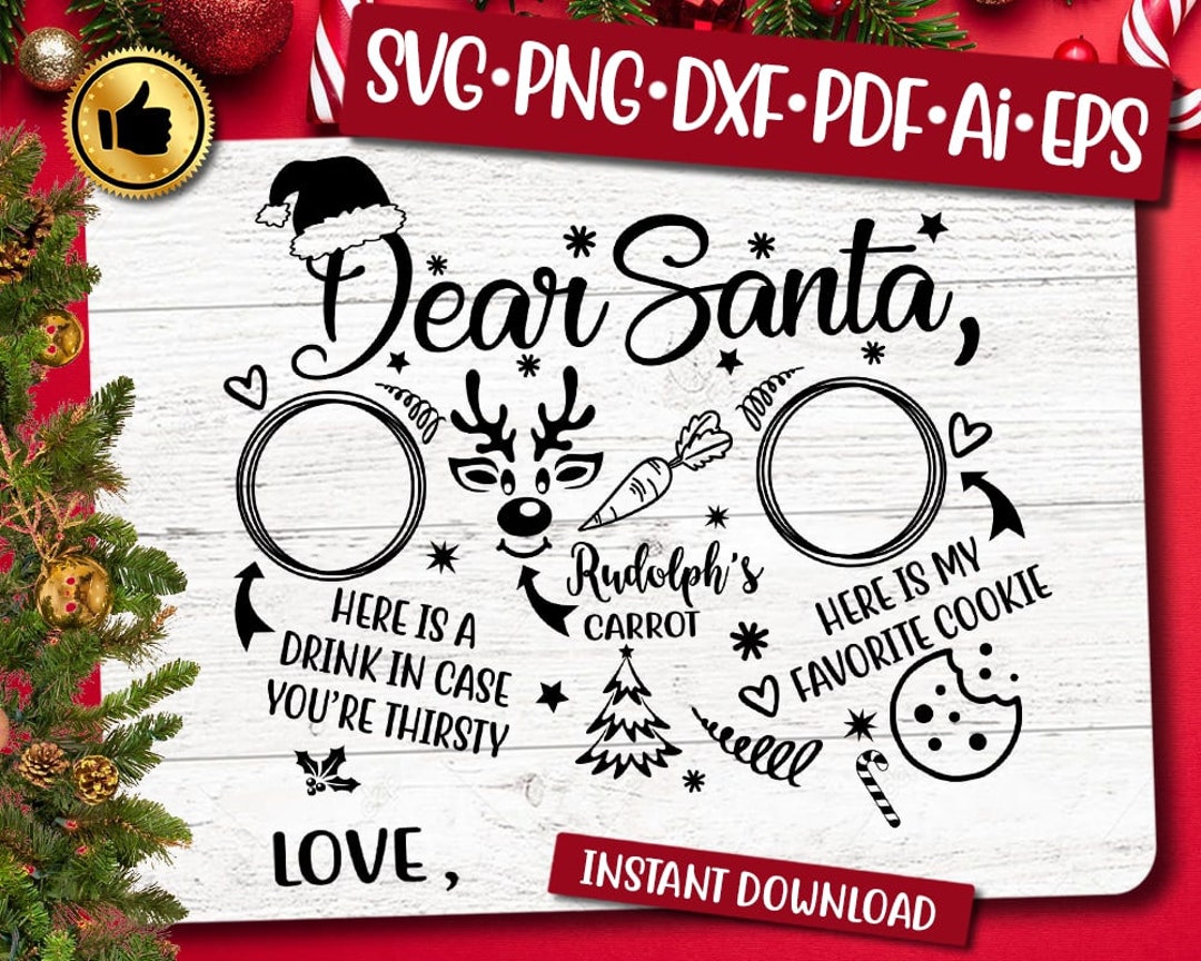 Dear Santa Cookies and Milk SVG Cut File Merry Christmas Svg Santa ...