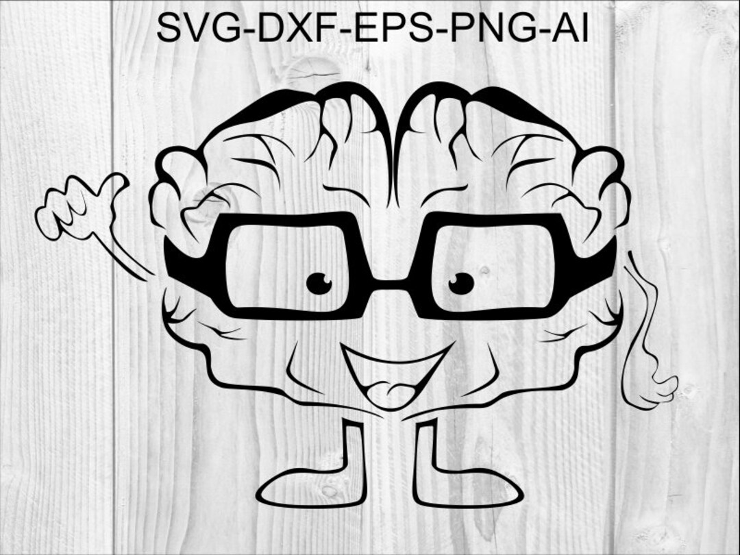 Brain SVG #1 Brain With Glasses, Human Brain SVG File, Brain Cricut ...