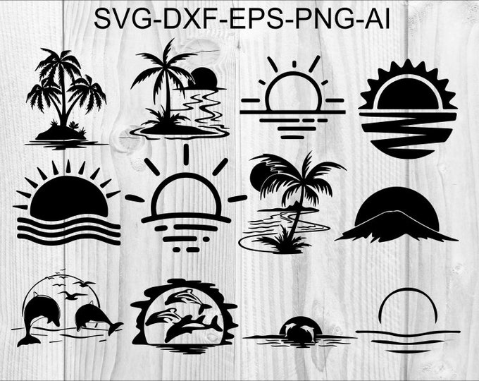 Sunset SVG Sunrise SVG Sun Svg for Cricut Sunrise Clipart Sunrise Cut ...
