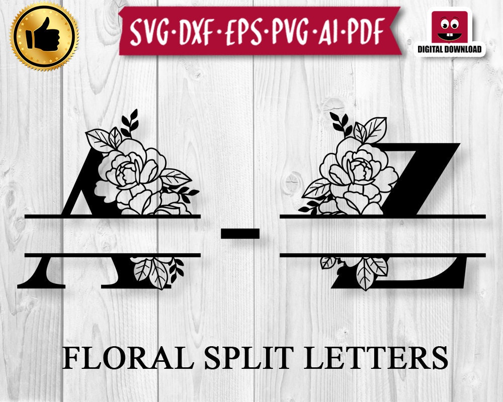 Floral Split Letters A-Z SVG Floral Split Alphabet SVG Floral - Etsy