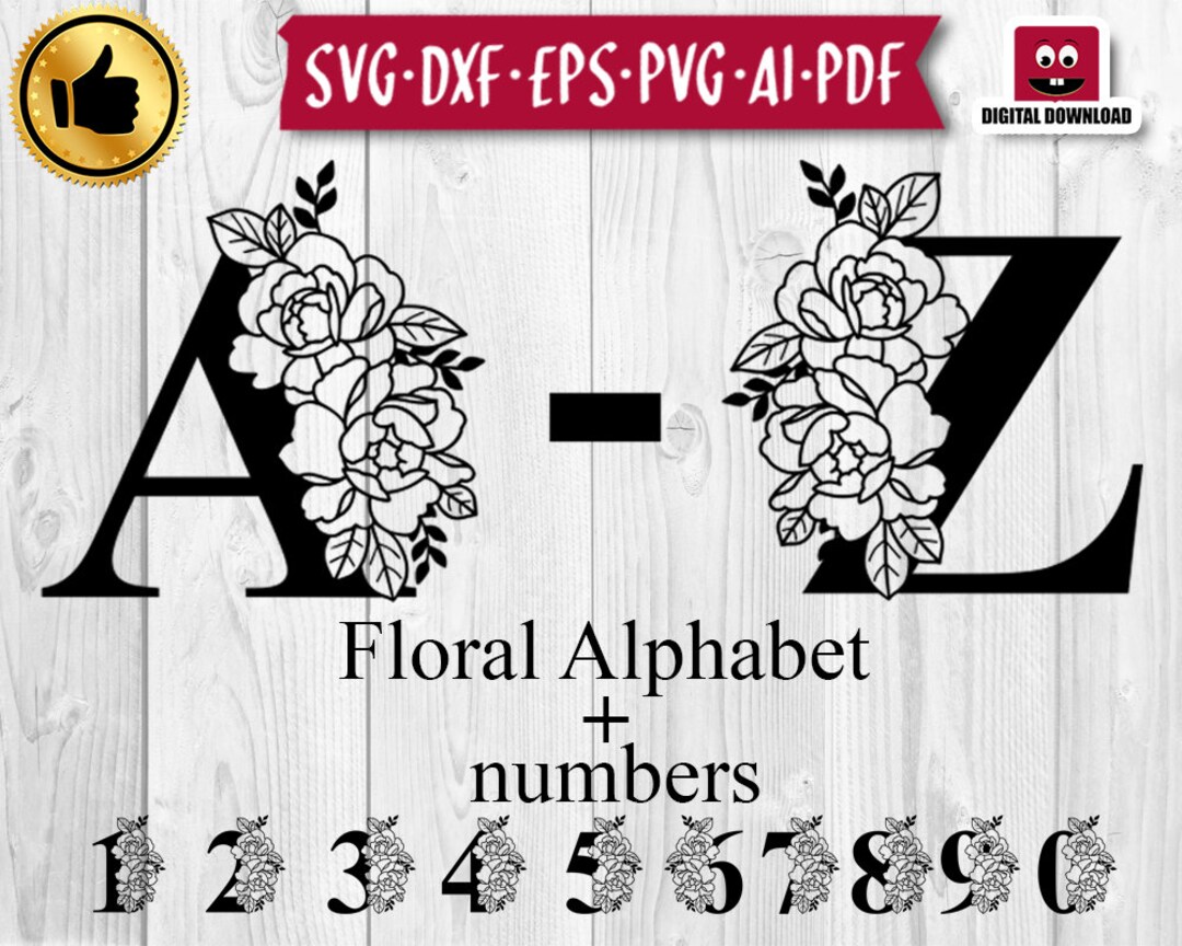 Flower Font SVG Flower Alphabet Svg Floral Font Svg Floral Letters A-Z ...
