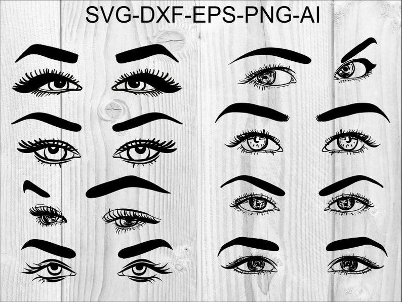 Eyelashes SVG 5 Eyelashes and Brows Svg Makeup SVG Eyebrow - Etsy