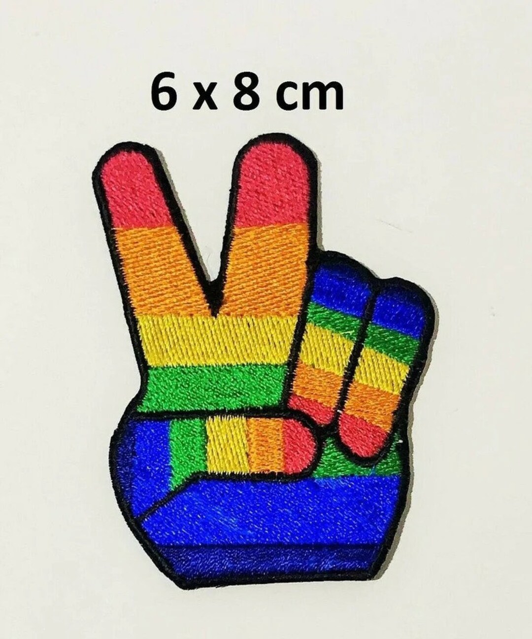 Rainbow LGBT Gay Pride Victory Sign Embroidered Iron on Sew on ...