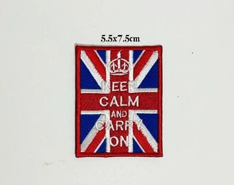 Keep Calm and Carry on Embroidered Patch 8cm X 10cm - Etsy UK