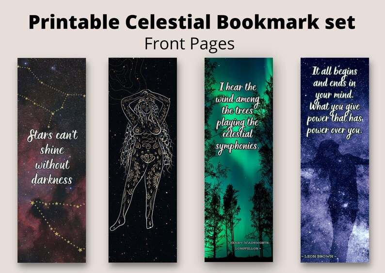 Celestial Bookmark Set Printable - 4 Pieces| Bookmark Designs ...