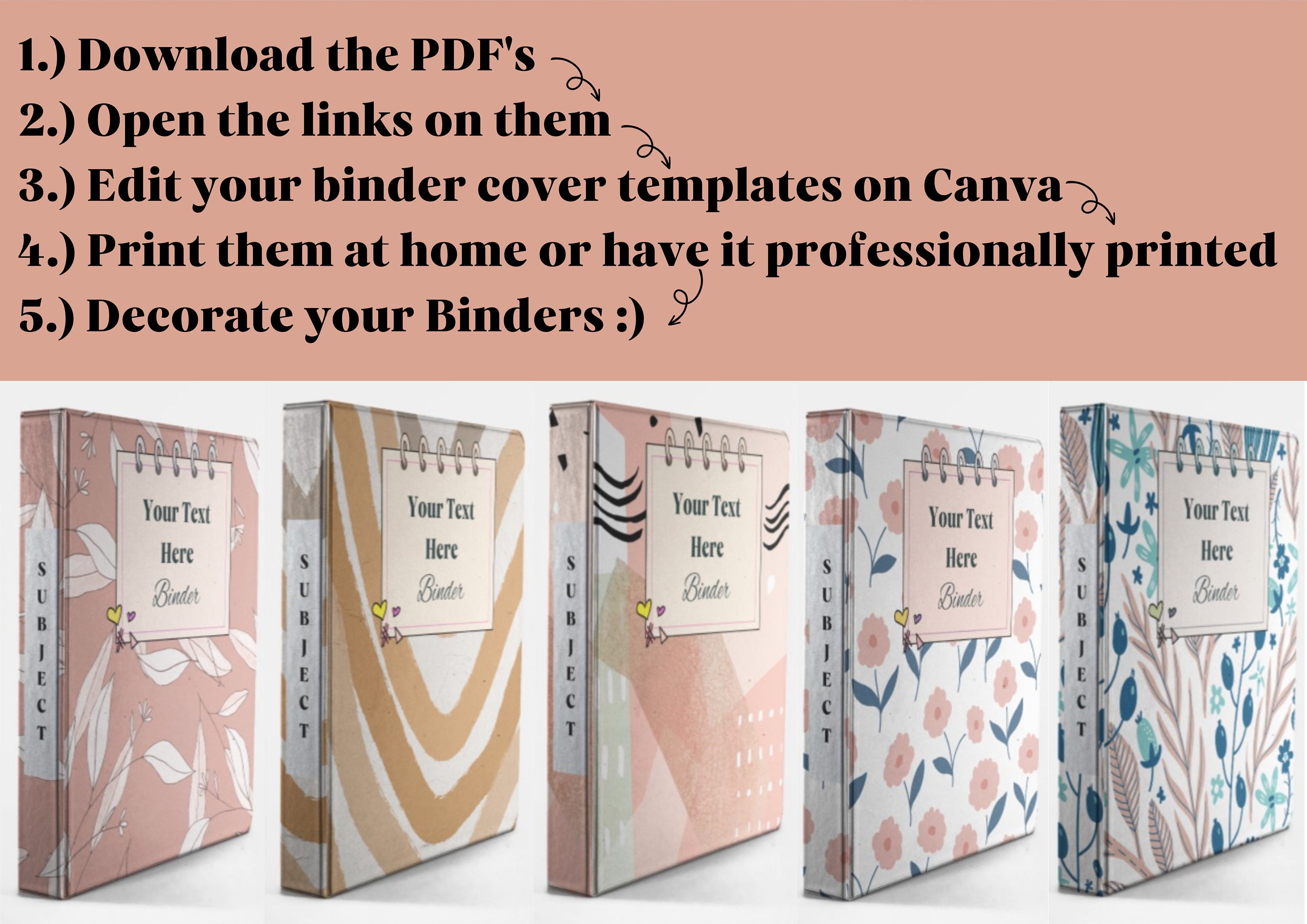 Printable Binder Cover Editable Binder Cover Template Boho Binder Cover ...