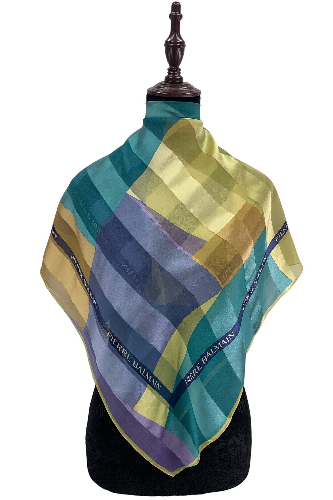 Vintage Pierre Balmain Silk Scarf Stripe Abstract Shawl Pierre Balmain ...