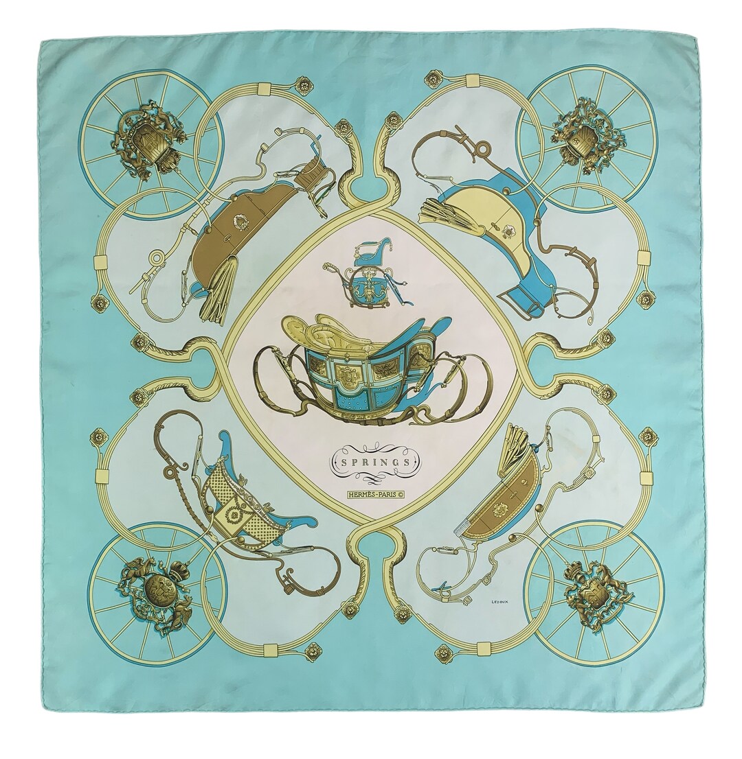 Vintage Hermes Springs by Philippe Ledoux Hermes Blue Scarf Neckwear ...