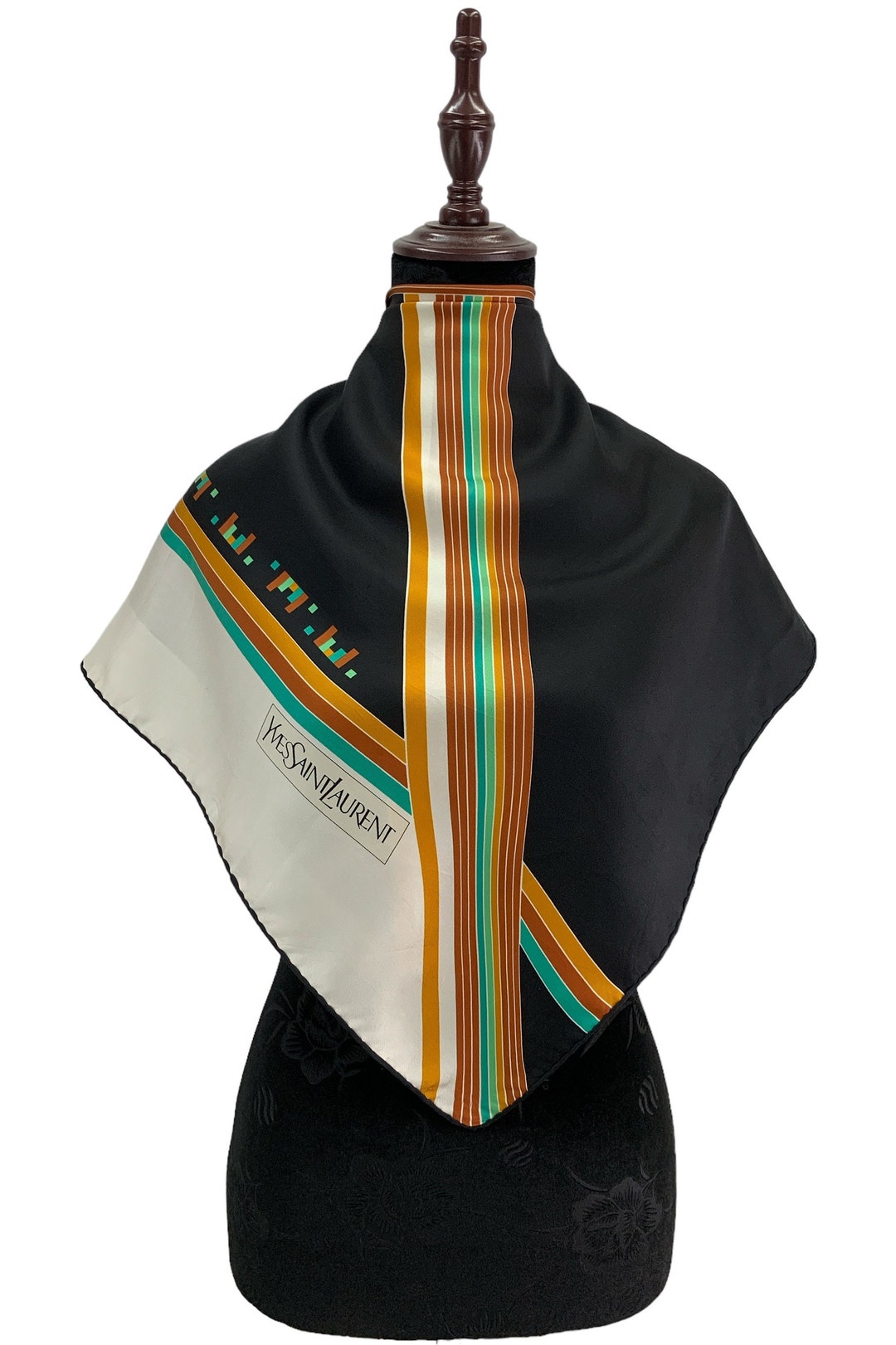 Vintage Yves Saint Lauren Silk Scarf Striped Scarf Yves Saint Laurent ...