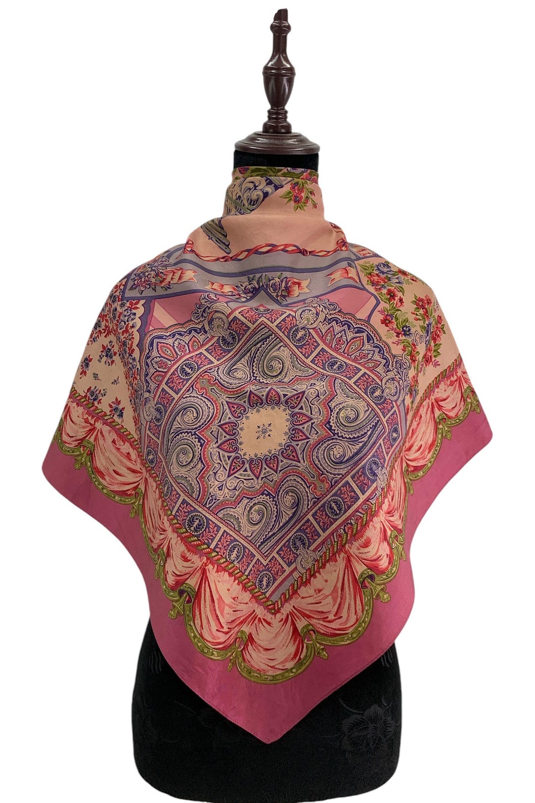 Vintage Flowers Silk Scarf Classic Scarves Neckwear Silky Shawl Square ...