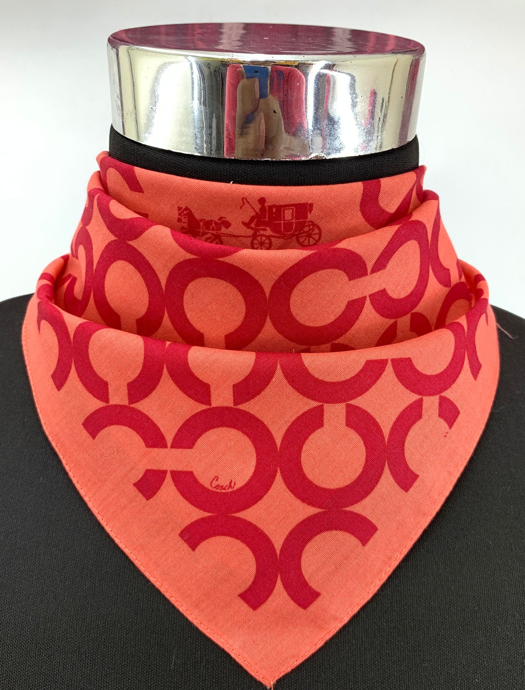 Vintage Coach Cotton Scarf Neckerchief Coach Square Scarf Neckwear ...