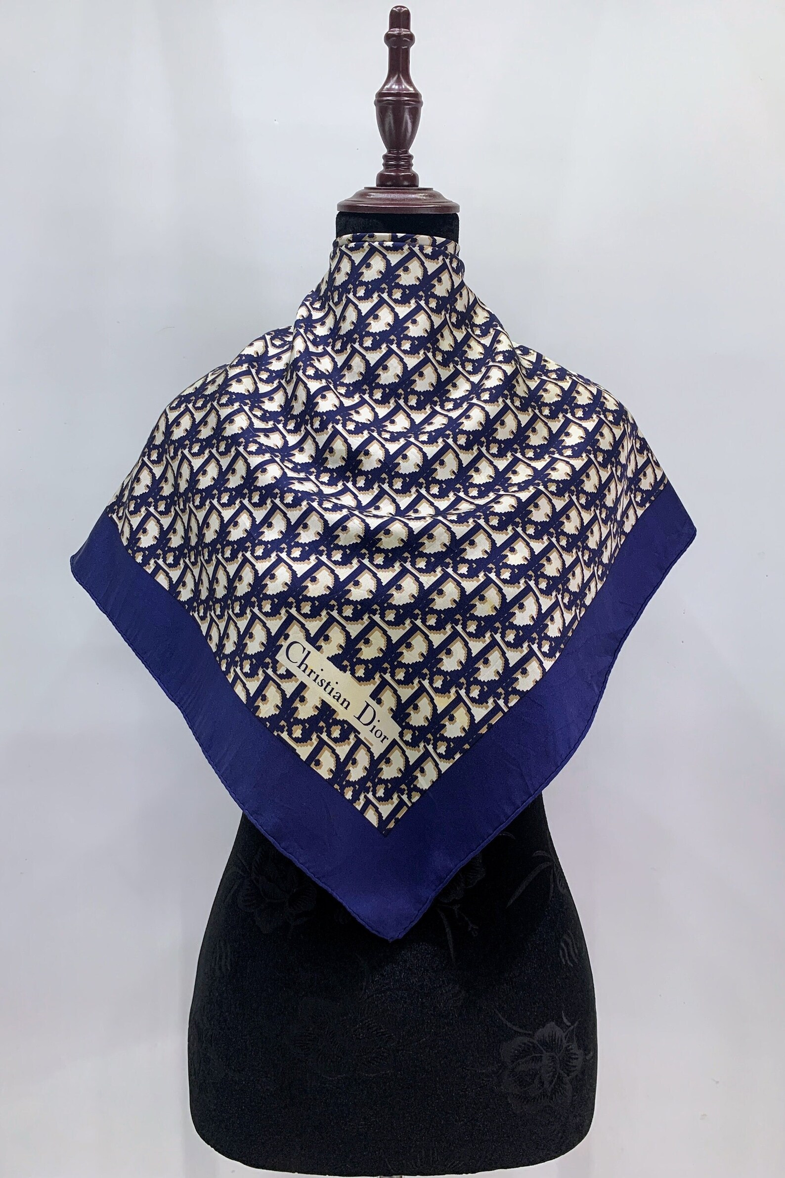 Vintage Christian Dior Monogram Silk Scarf Vintage Scarf Christian Dior ...