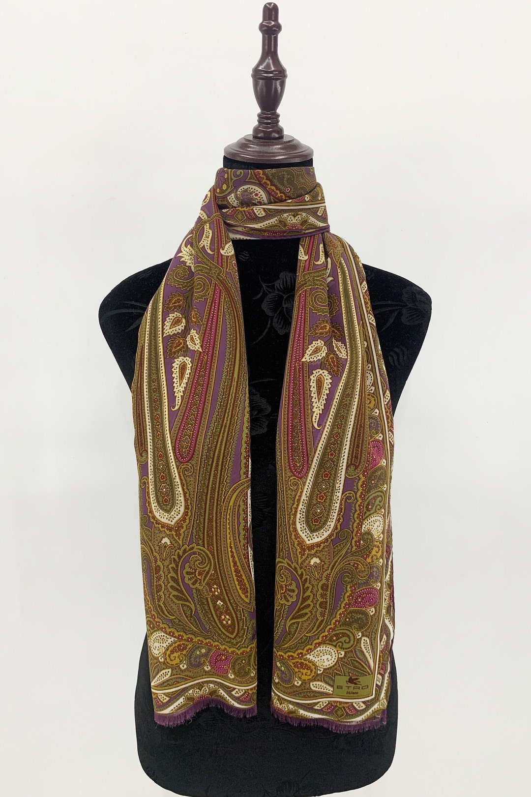 Vintage Scarf Etro Silk Scarf Paisley Shawl Etro Stole Scarf Neckwear ...