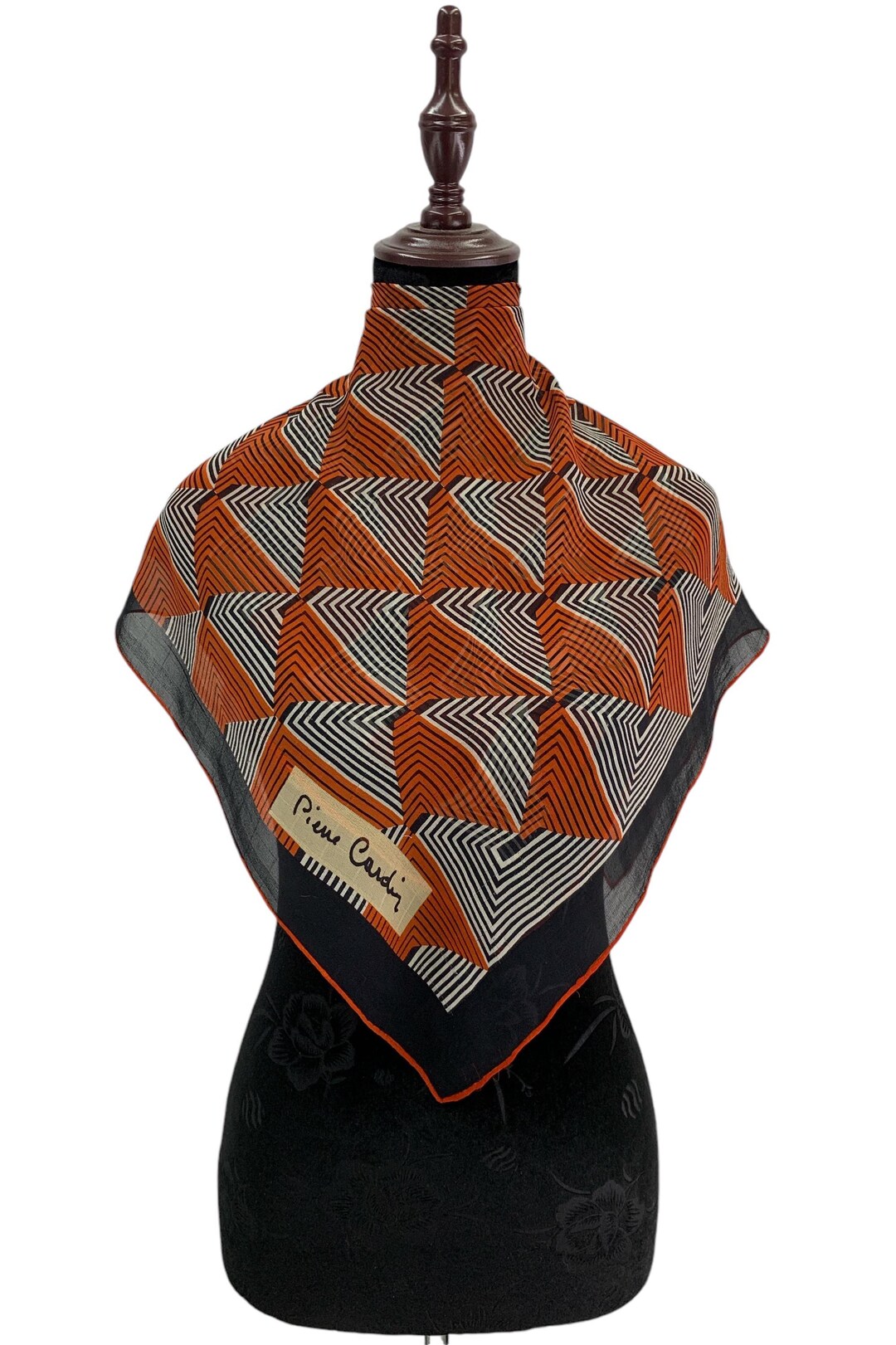 Vintage Pierre Cardin Silk Scarf Geometry Pattern Shawl Pierre Cardin ...