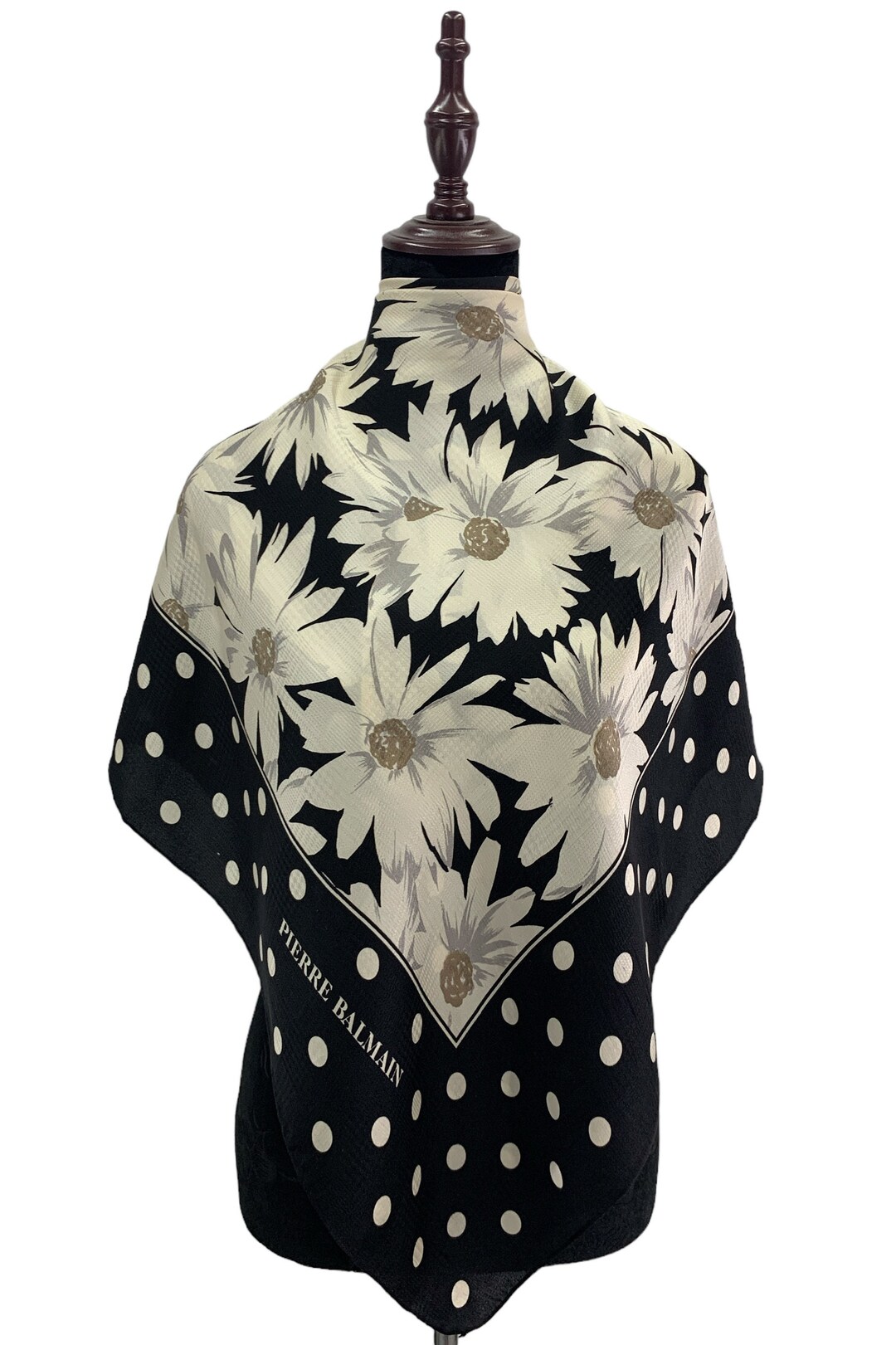 Vintage Pierre Balmain Silk Scarf Flower Shawl Pierre Balmain Square ...