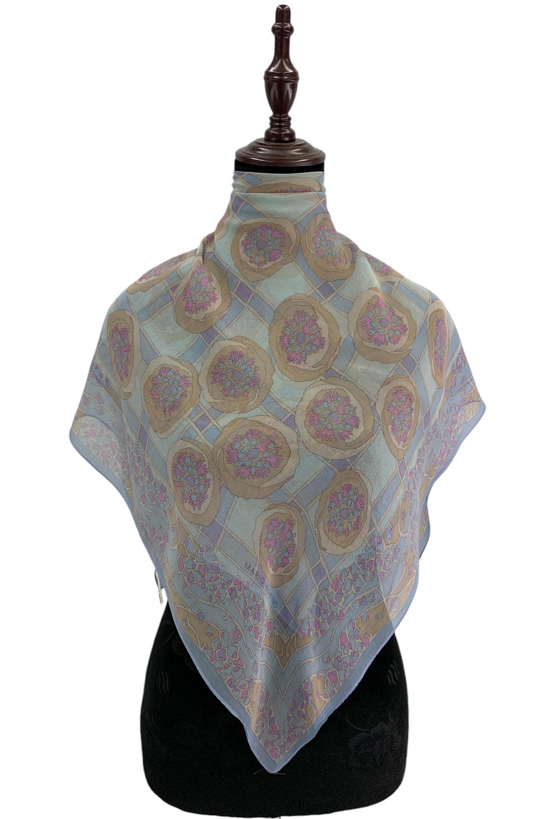 Vintage Mario Valentino Silk Scarf Flower Shawl Mario Valentino Square ...