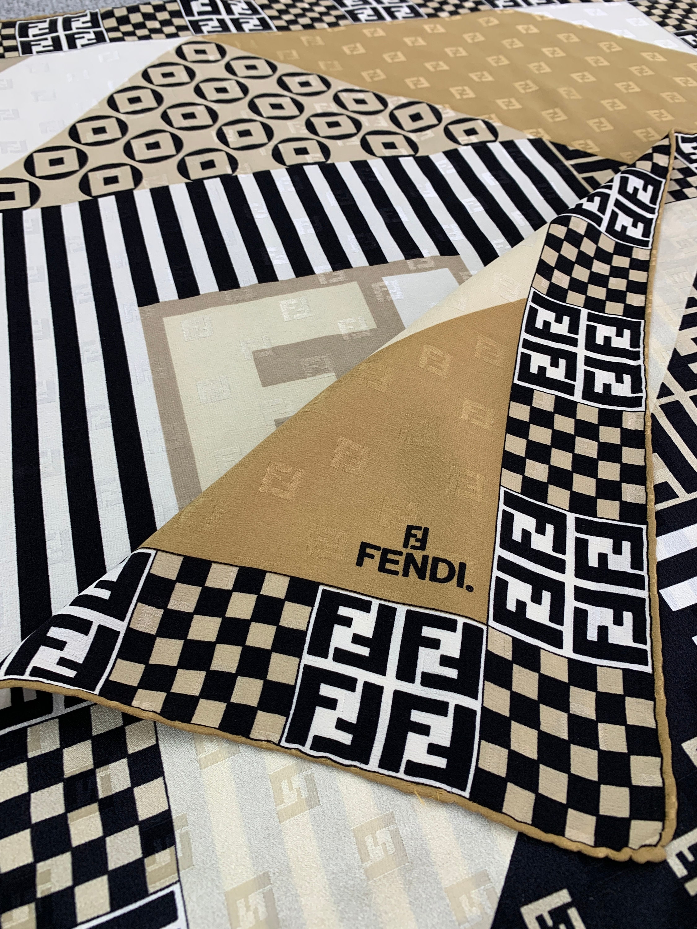 Vintage Scarf Fendi Silk Scarf Monogram Fendi Vintage Shawl Fendi ...