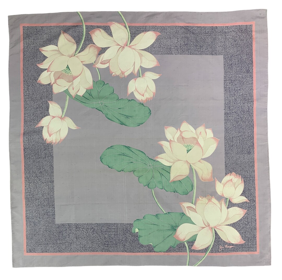 Vintage Jim Thompson Silk Scarf Flowers Shawl Jim Thompson Square Scarf ...