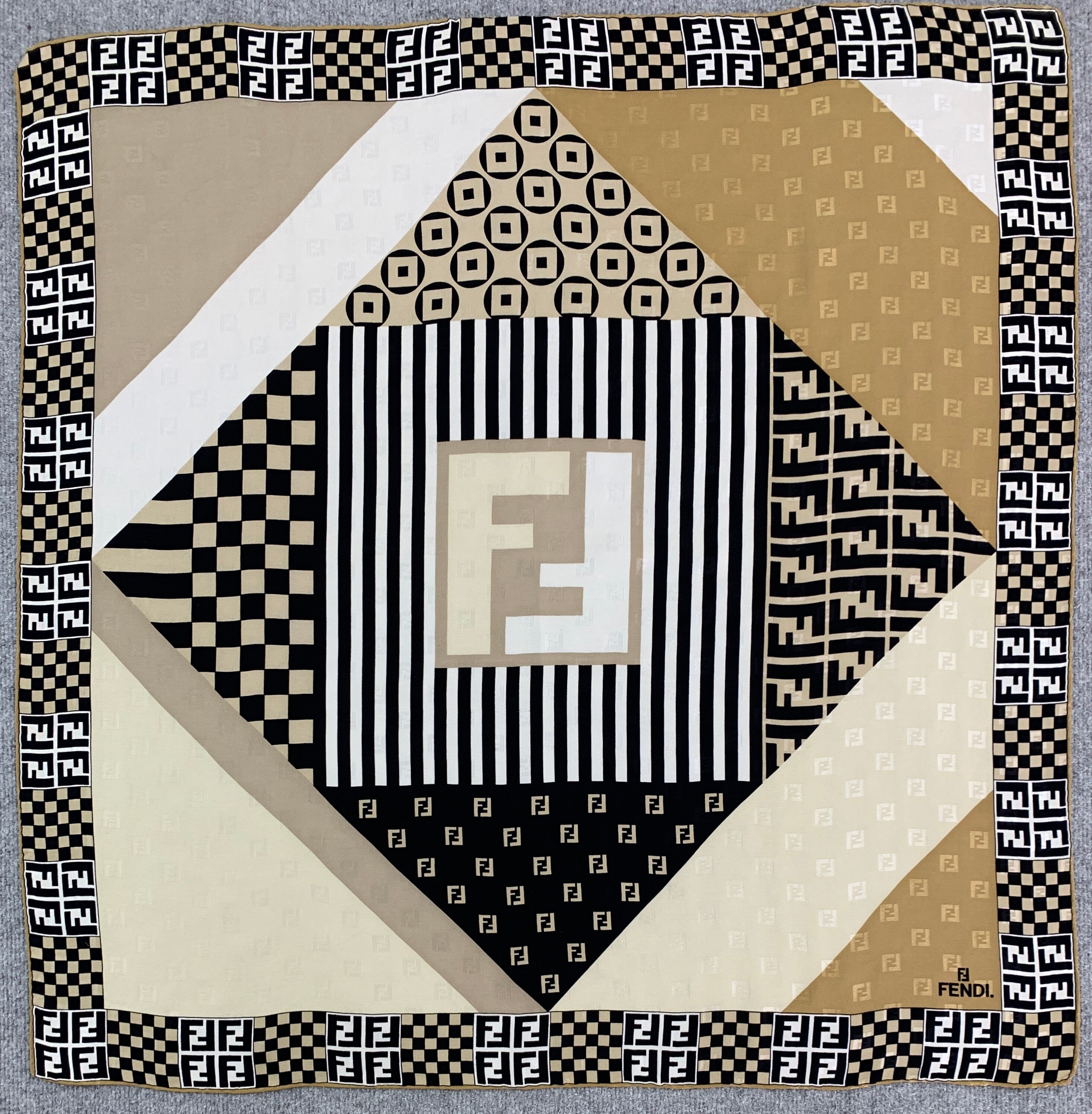 Vintage Scarf Fendi Silk Scarf Monogram Fendi Vintage Shawl Fendi ...