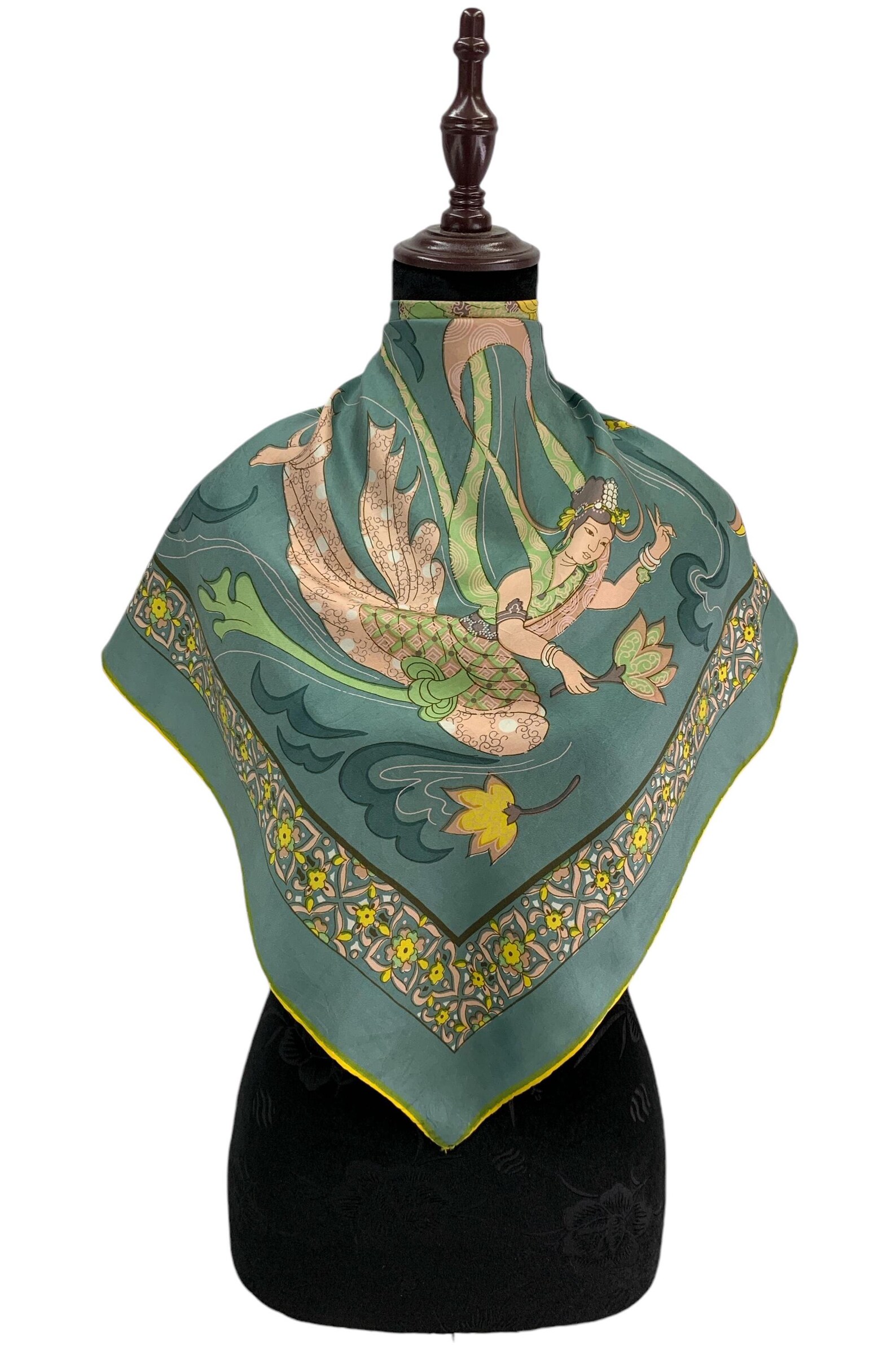 Vintage Hand Printed Silk Scarf Japanese Antique Shawl Japanese Square ...