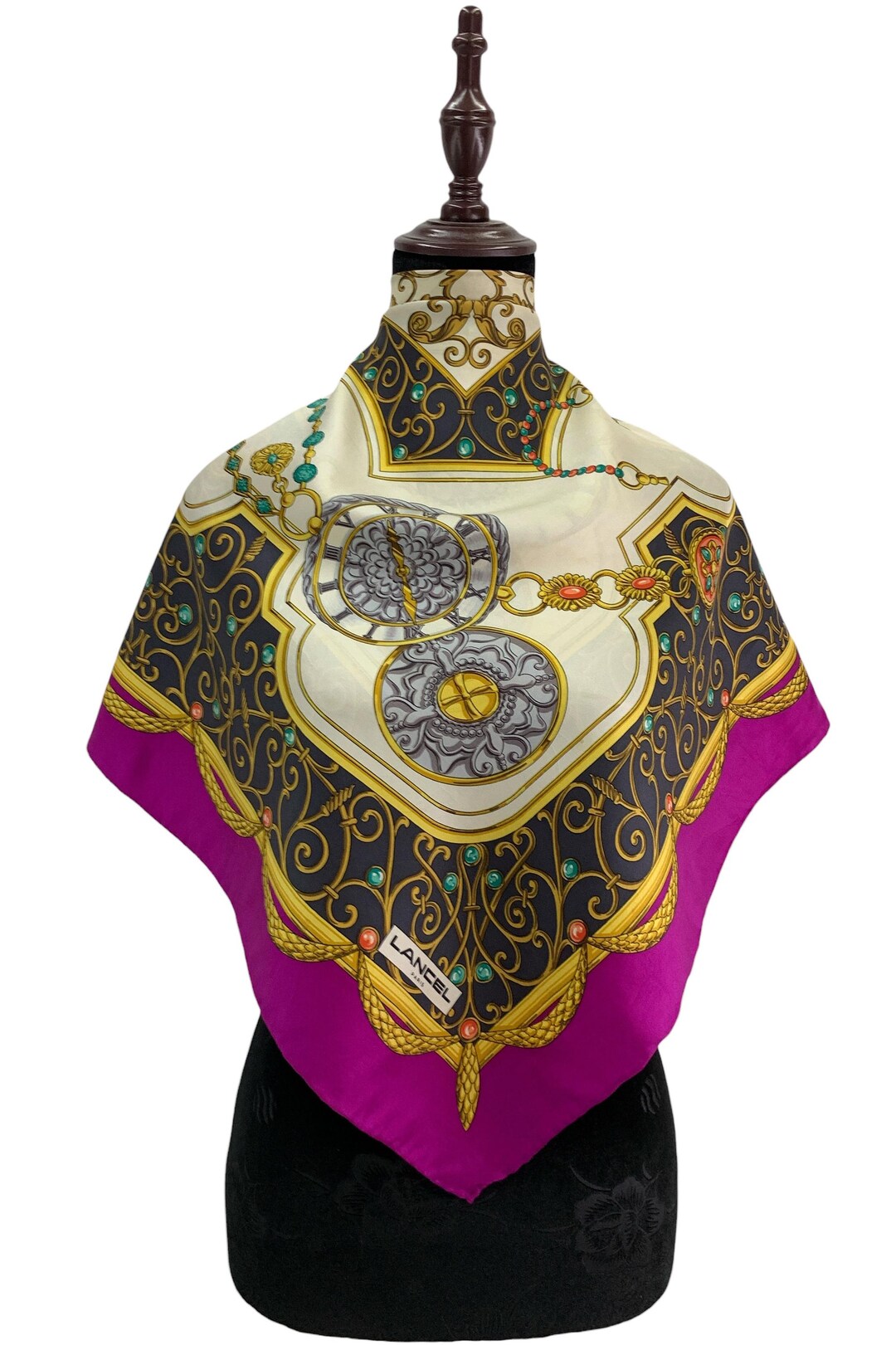 Vintage Lancel Paris Silk Scarf Classic Scarves Neckwear Silky Shawl ...