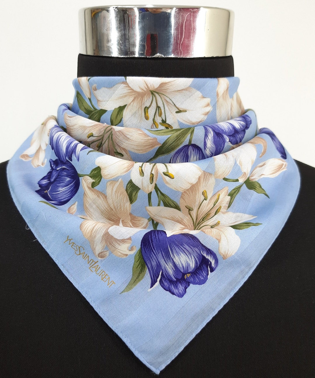 Vintage Scarf Yves Saint Laurent Handkerchief Vintage YSL Neckerchief ...