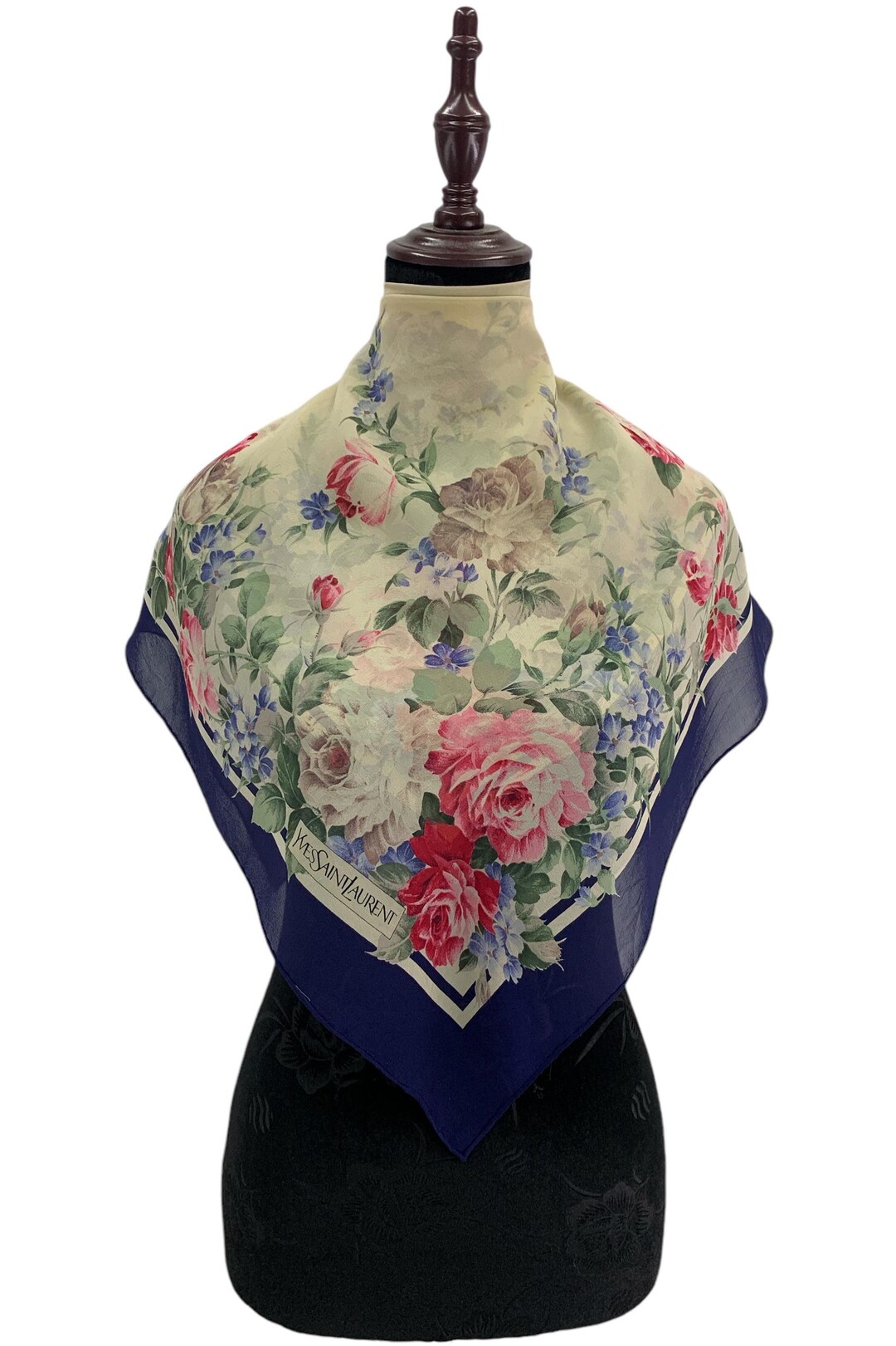 Vintage Yves Saint Laurent Silk Scarf Flowers Shawl Yves Saint Laurent ...